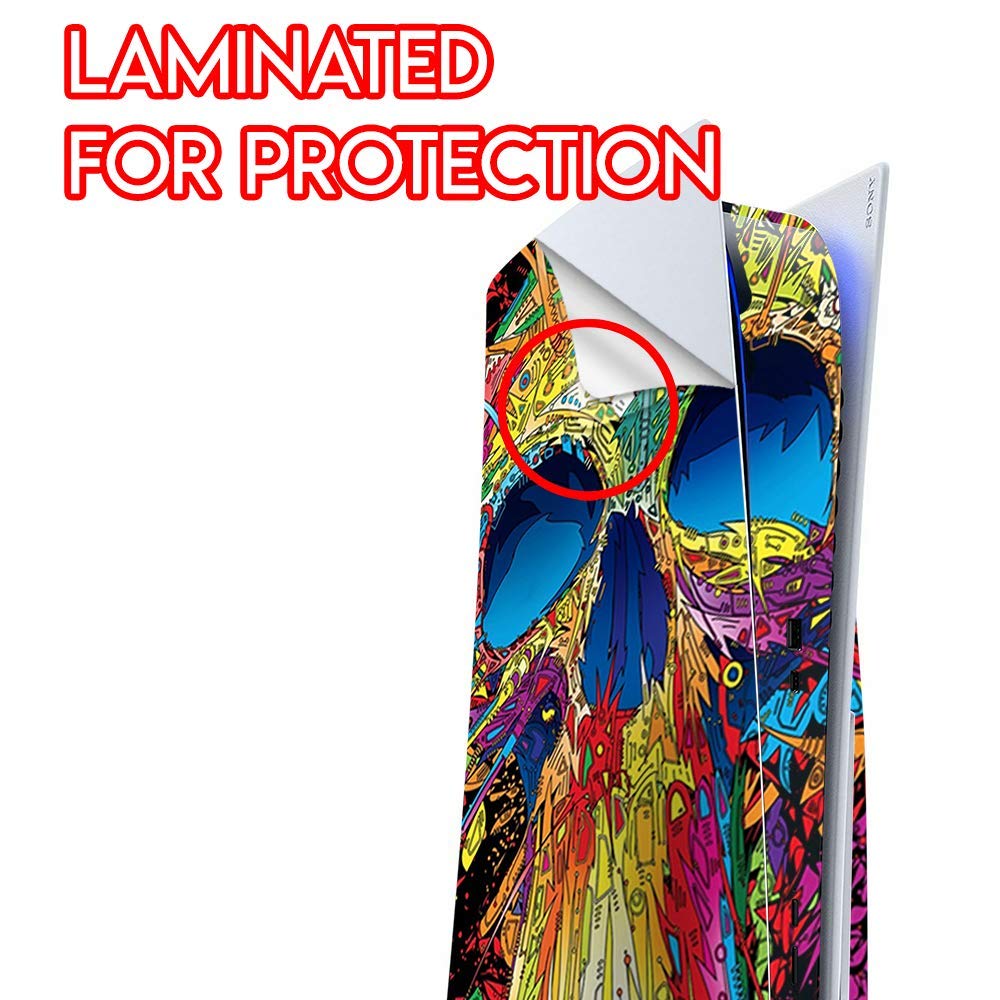 ITS A Skin Skins Compatible with Sony Playstation 5 Console Disc Edition - Protective Decal Overlay Stickers wrap Cover - Colorful Skull 1