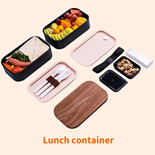 Uybieef Bento Box Adult Lunch Box with lunch bag,Japanese Lunch Box Containers for Adult,Bento lunch Box with Leakproof 54OZ Black