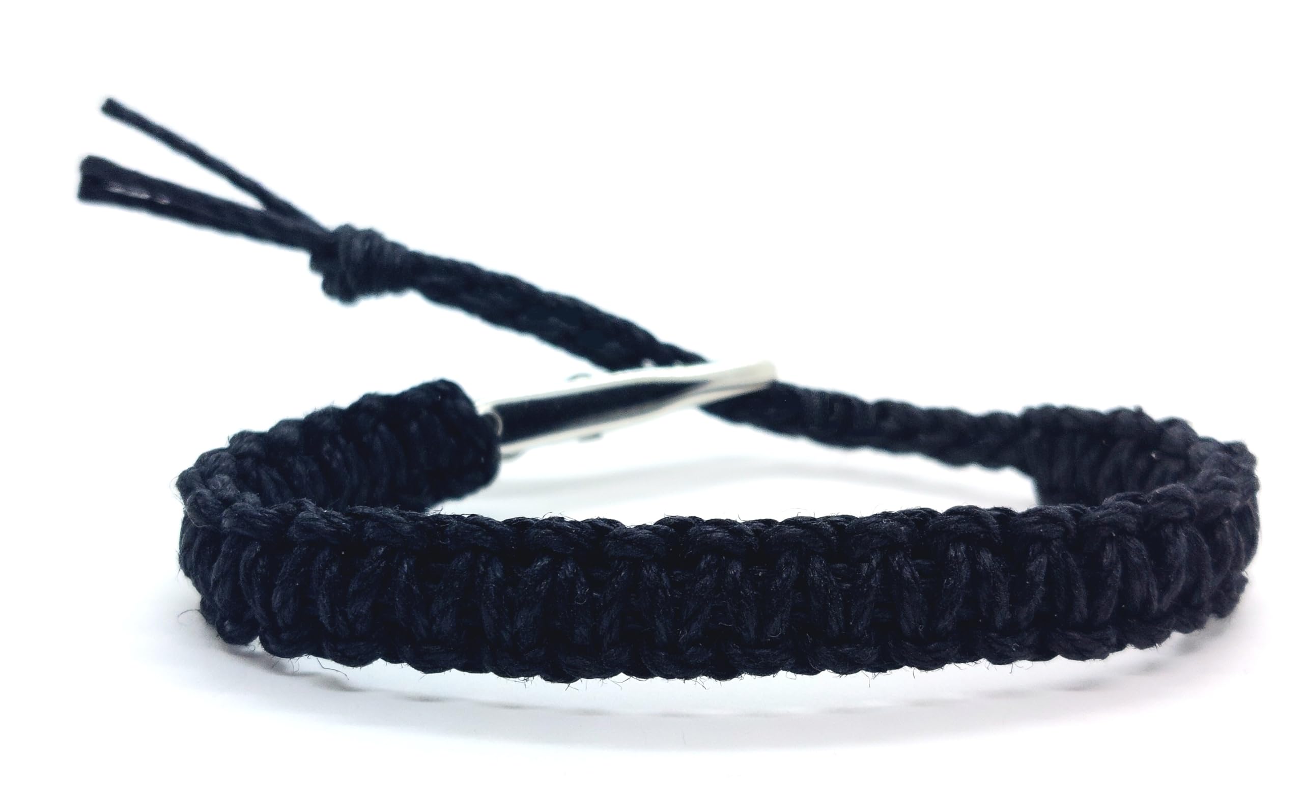 Hempnotic Jewelry Adjustable Alligator Clip Mens or Womens Black Hemp Bracelet - Handmade