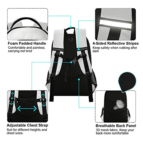 White Horse Backpack for Students Boys Girls School Bag Travel Daypack