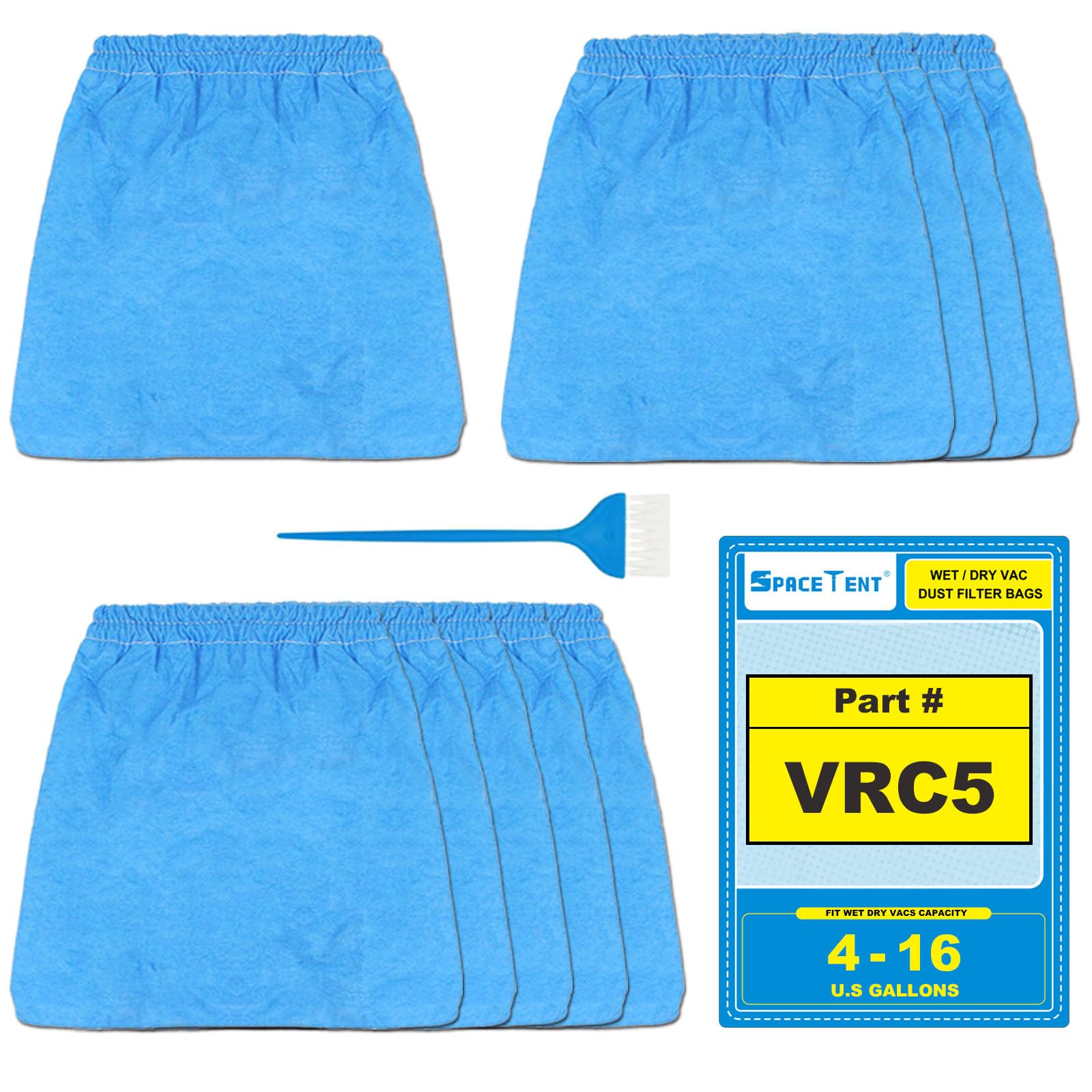 SpaceTent 5 Pack VRC5 Filter Bags for Most Vacmaster 4 to 16 Gallon Wet/Dry Vacs, VRC51 Filter