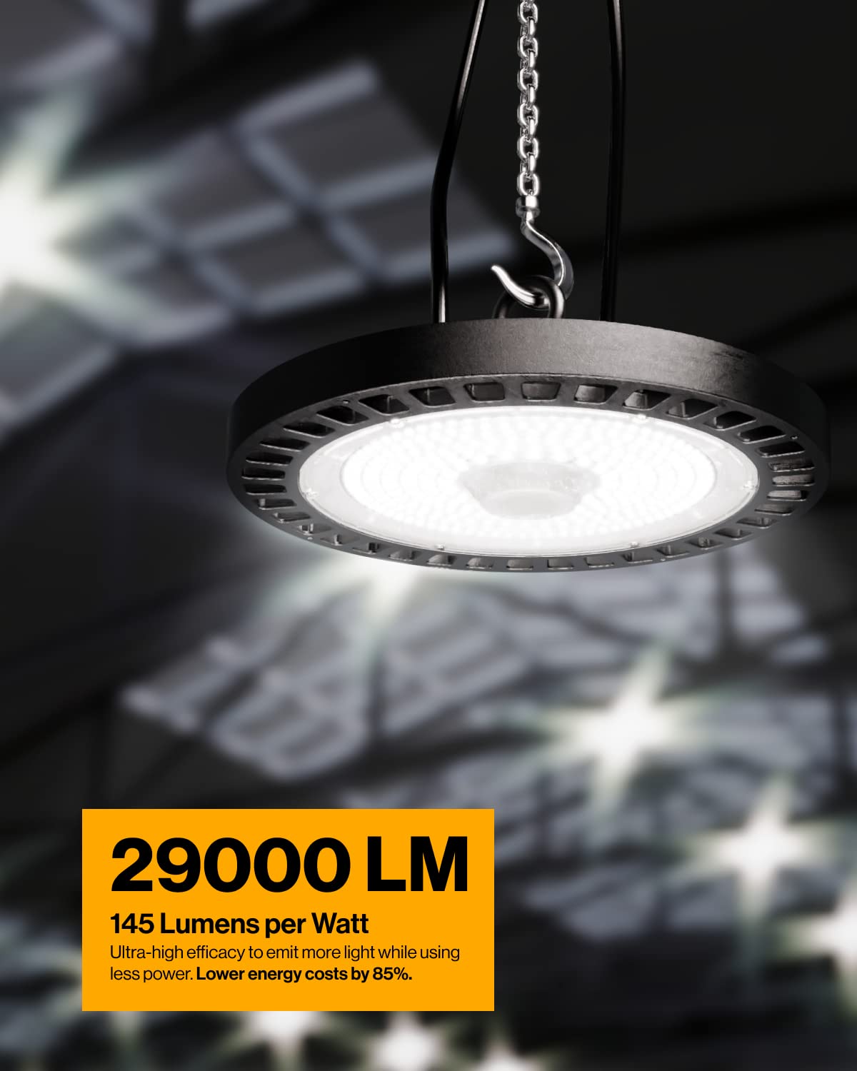 Sunco UFO LED High Bay Light, Lighting for Warehouse, 6500K True White, 200W, 29000 LM, 120-277VAC, Dimmable 0-10V, IP65 Waterproof Weatherproof, Super Bright, UL 2 Pack