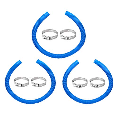 Pool Pump Replacement Hose, 1.25 x 41 Inch for compatible with Filter Pump 607, 637 and 32mm Above Ground Pools include 6 Hose Clamps, Replace for compatible with Hose(3 set)