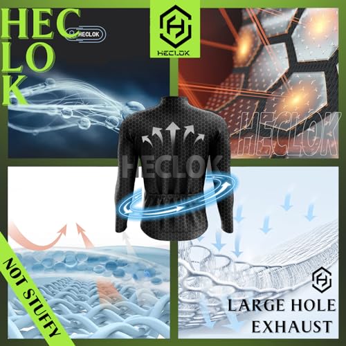 HECLOK Men's Cycling Jersey Winter Thermal Long Sleeve Fleece Cycling Jacket,Fall Bicycle Jackets＋Cycling Polarized Sunglasses (XXL,TYP-12)