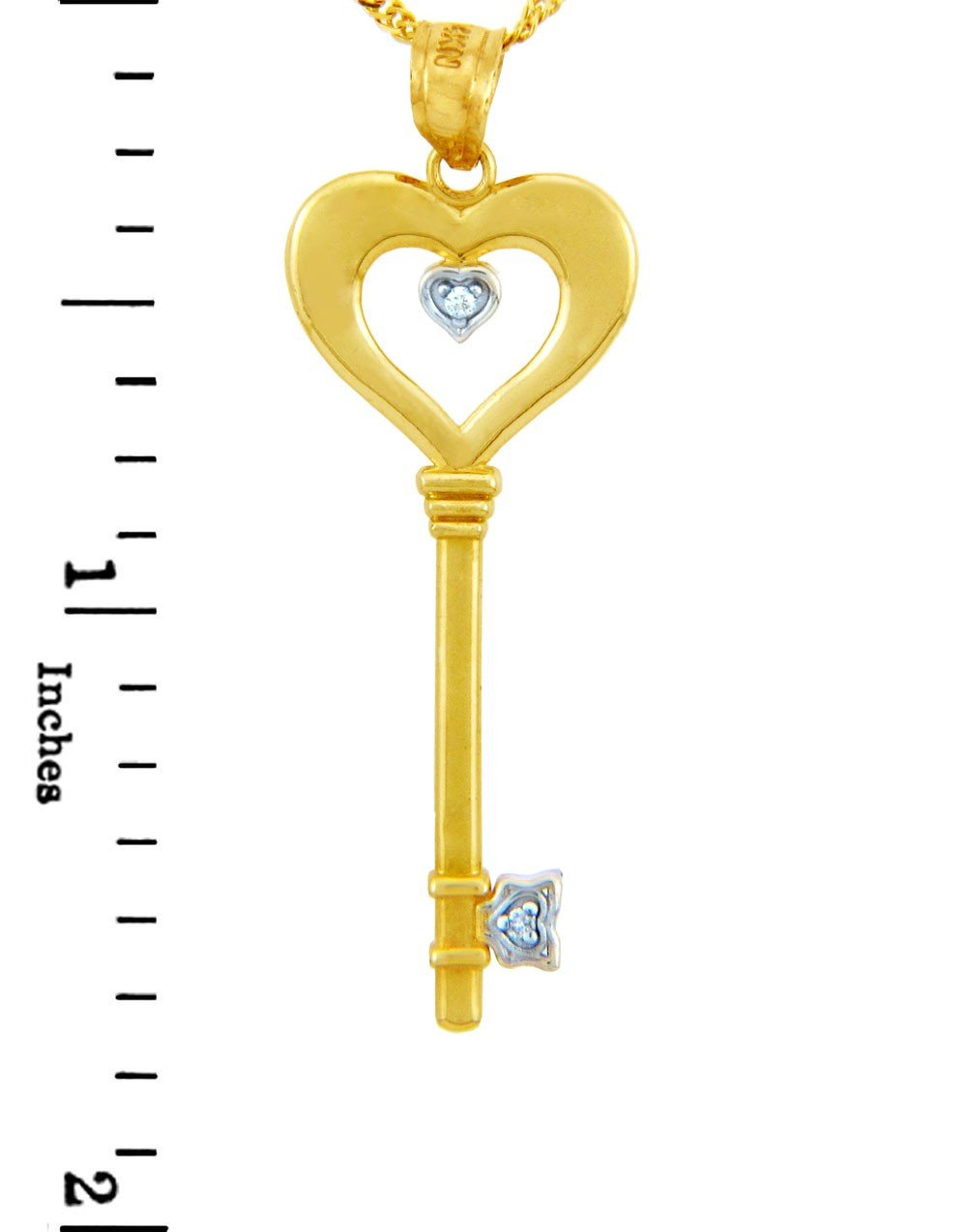 Heart Pendants 14k Yellow Gold Key to Her Necklace with 18" Chain