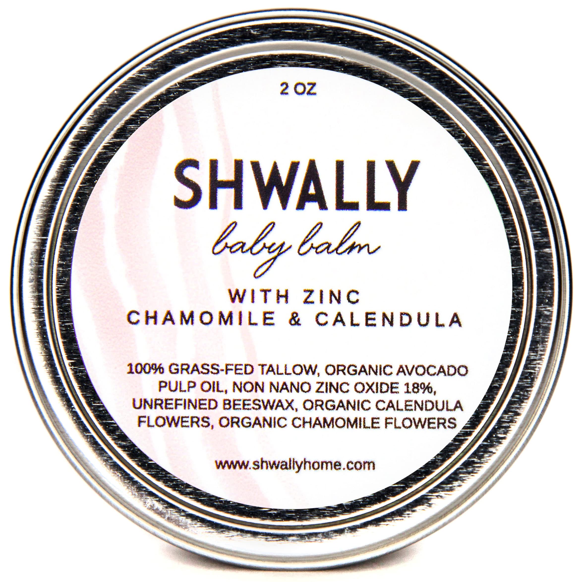 Shwally Tallow & Calendula Baby Bootie, Lip and Nipple Balms, The Ultimate Paleo Skin Protector - 100% Grass Fed Tallow, Calendula Flowers and Protective Beeswax, Pregnancy and Nursing Safe, Unscented (Zinc Oxide + Chamomile - Not Scented)