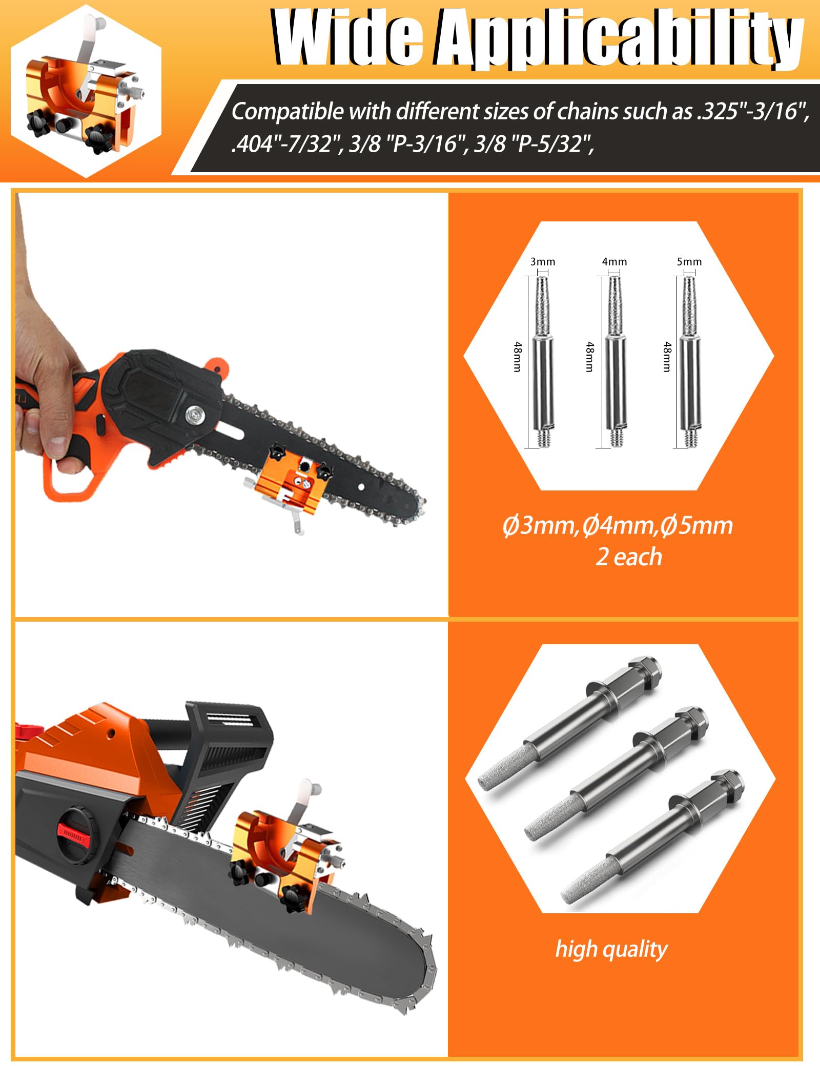 Haishine Chainsaw Sharpening Jig, Portable Hand Crank Chainsaw Sharpening Kit with 6Pcs High Hardness Chainsaw Sharpening Stone, Chainsaw Sharpener for 8-22" Chain Saws - Includes Storage Bag