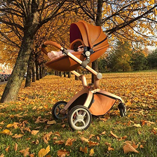 Hot Mom Baby Stroller Baby Carriage with Adjustable Seat Height Angle and Four-Wheel Shock Absorption,Variable Seat,High Landscape and Fashional Pram Stroller 2023 (F22 Brown)