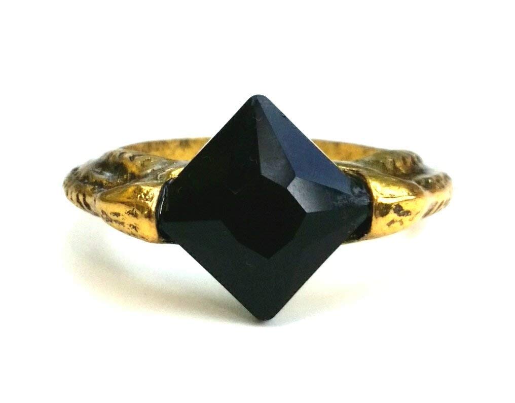 Horcrux Sorcerer's Stone Ring Crystal Resurrection stone ring Deathly Horcruxes Retro Bronze (Black)