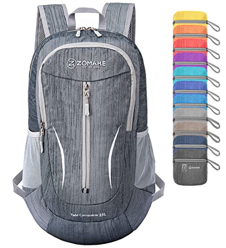 ZOMAKE 25L Ultra Lightweight Packable Backpack - Foldable Hiking Backpacks Water Resistant Small Folding Daypack for Travel(Black)