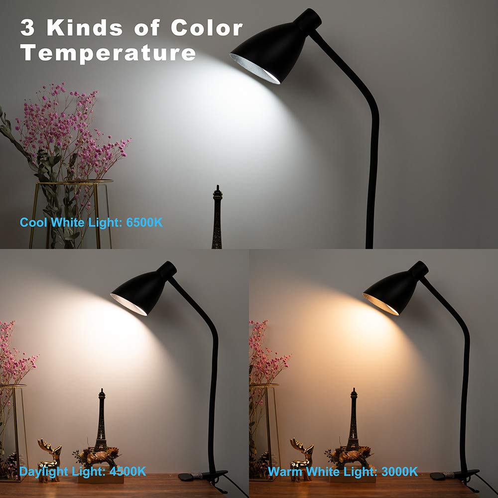 KAiSnova Clamp Lamp Clip on Light Reading Lights Eye-Caring 3 Color Modes 10 Brightness Dimmer 38 LED USB Study Book Light Desk Lamp 360° Flexible Night Light for Headboard Bedroom and Office