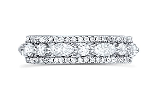 Heartbeat Sterling Silver Simulated Diamond Marquise and Round Eternity Ring (7)