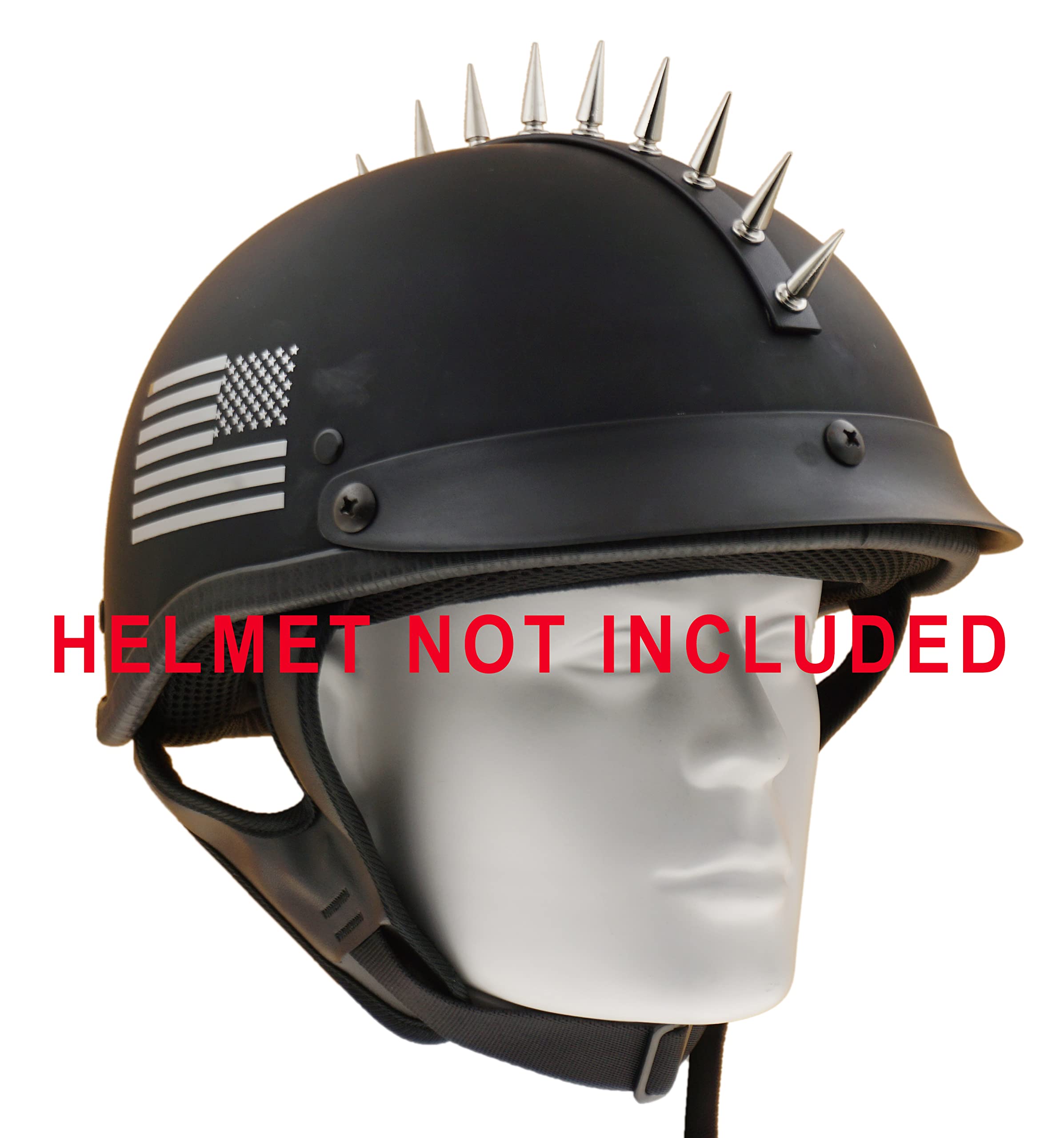 Hot Rides Reflecive Punk Rubber Mohawk Warhawk Wig Accessory Stick On Helmet for Ski Skate Bike Biker Bicycle Scooter Motorcycle Helmet (Saw - Black)
