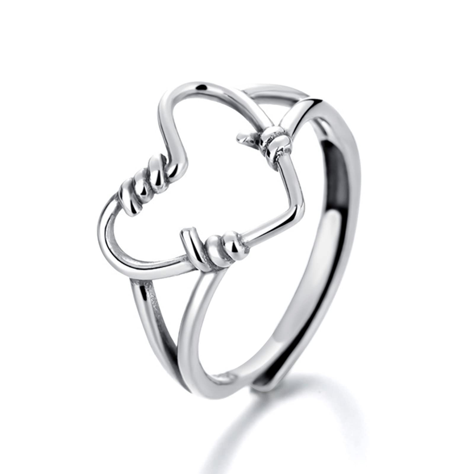 LOVECOM 925 Sterling Silver Love Heart Rings For Women Retro Twisted Finger Stacking Ring Band Open Adjustable Promise Ring Jewelry Birthday Farthers Day Gifts from Daughter son