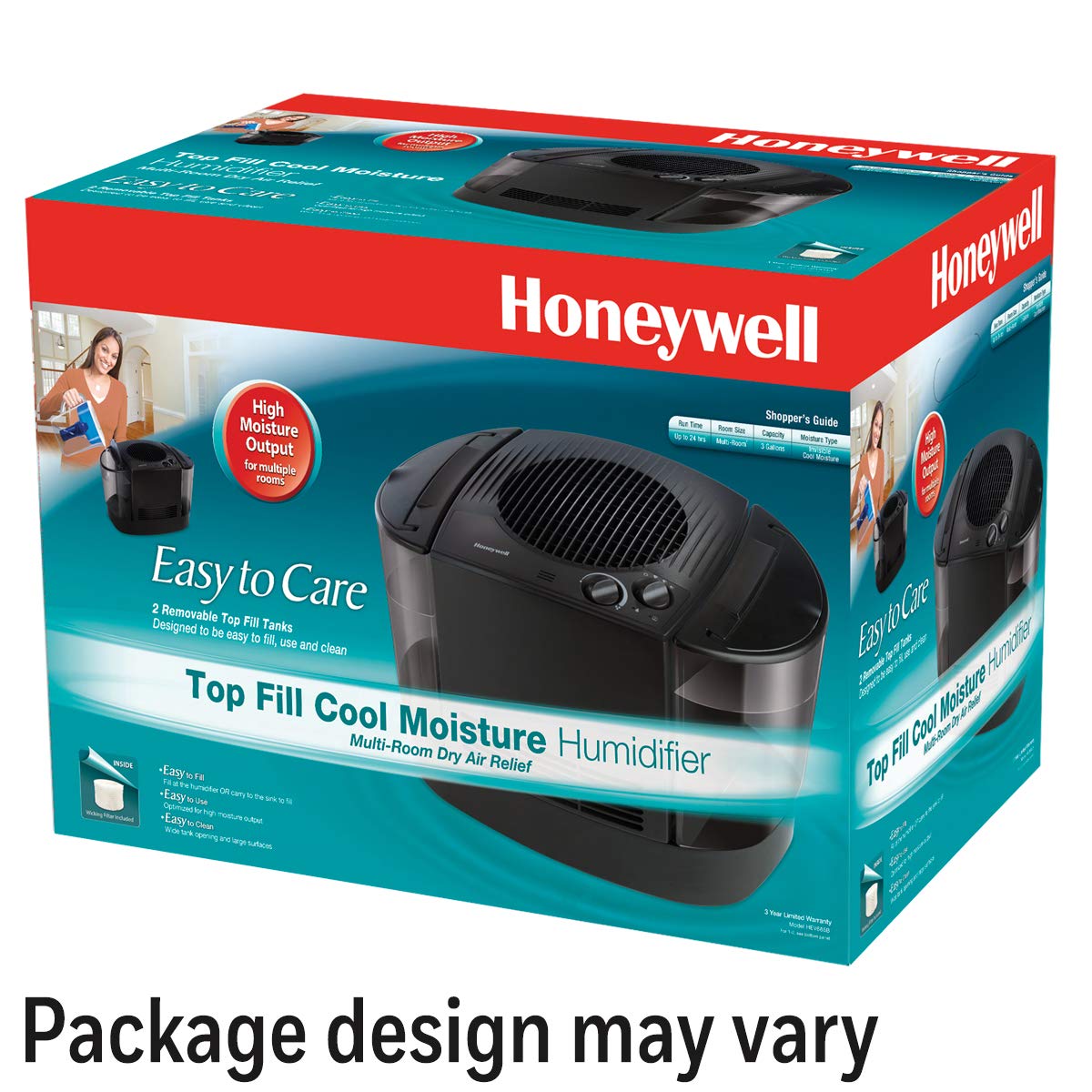 Honeywell HEV685B Easy-to-Care Cool Moisture Console Humidifier, Black β Humidifier for Bedroom, Home or Office