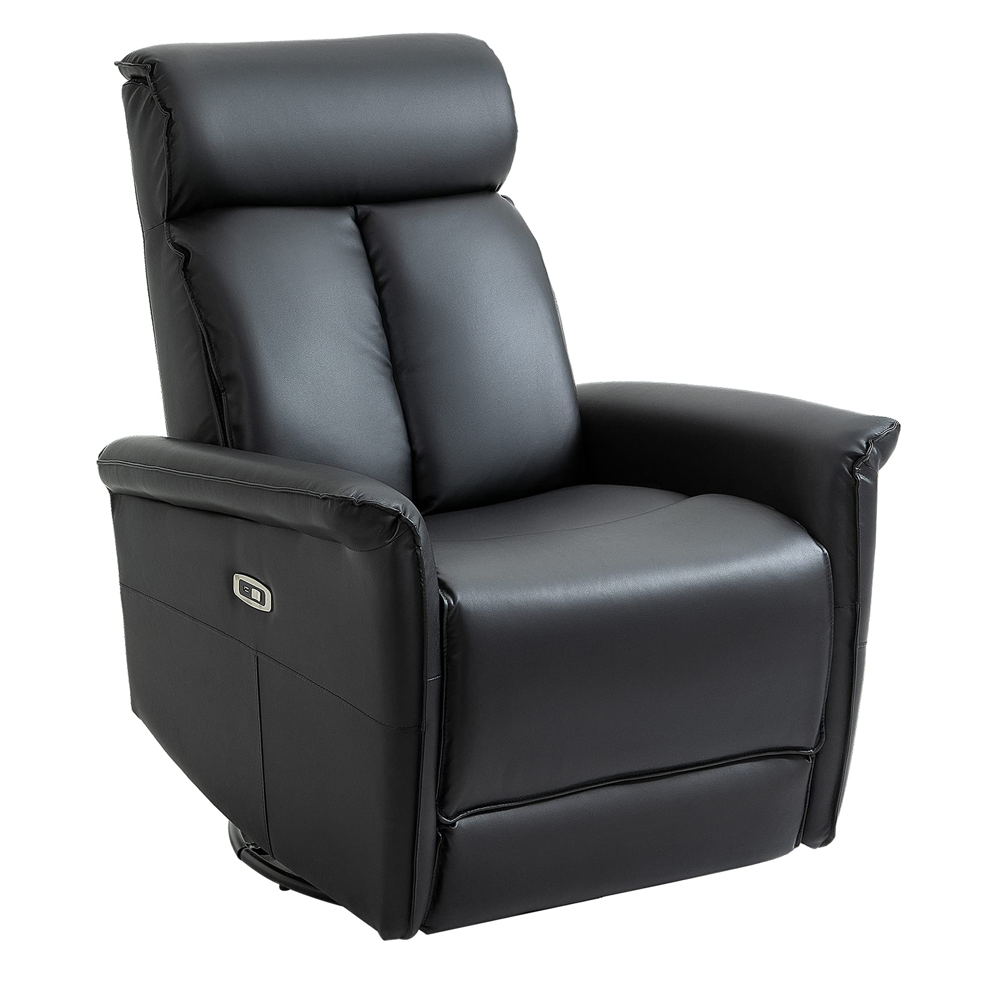 HOMCOM Modern Electronic Power Recliner with 360 Swivel Rotation, USB Charging Port and Footrest, Black