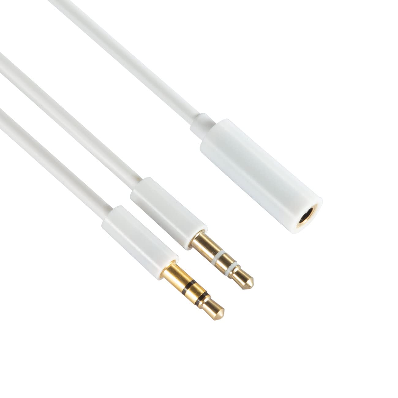 Headphone Splitter for Computer 3.5mm Jack Audio Microphone Splitter Female to Headset/Mic Dual Male Stereo Adapter Earphones Port to Gaming Headset PC Laptop Converter (White)