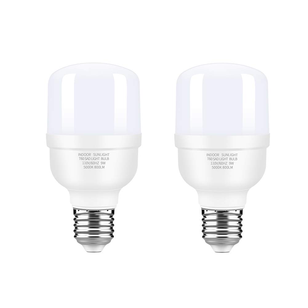 Hisoo 9W LED Full Spectrum Light Bulb, High CRI Cool White Natural Sunlight Bulb, Eye-Care Dimmable Light Lamp for Study Office Bedroom Living Room (2pack)