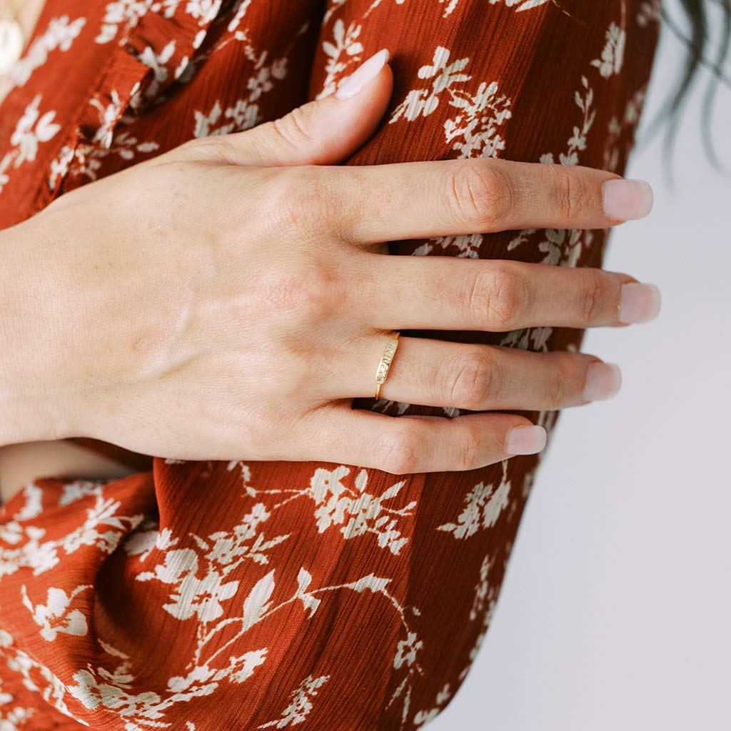 Honeycat "Honey Imprint Bar Ring in Gold, Rose Gold, or Silver | Minimalist, Delicate Jewelry (Gold, 6)