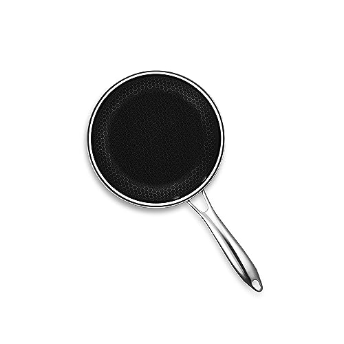 HexClad Hybrid Nonstick 8-Inch Fry Pan with Tempered Glass Lid, Stay-Cool Handle, Dishwasher and Oven Safe, Induction Ready, Compatible with All Cooktops
