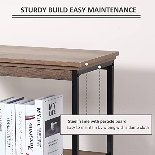 HOMCOM 4-Tier Industrial Modern Style Open Standing Bookshelf Organizer Storage Rack for Living Room, Bedroom, Brown/Black