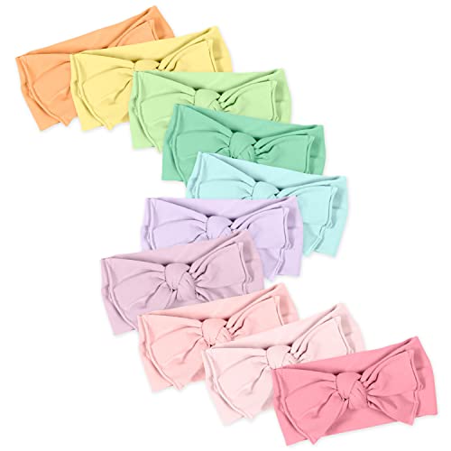 HonestBaby unisex baby Organic Cotton Headband Multi-packs Headwrap, 10-pack Rainbow Girl, One Size US