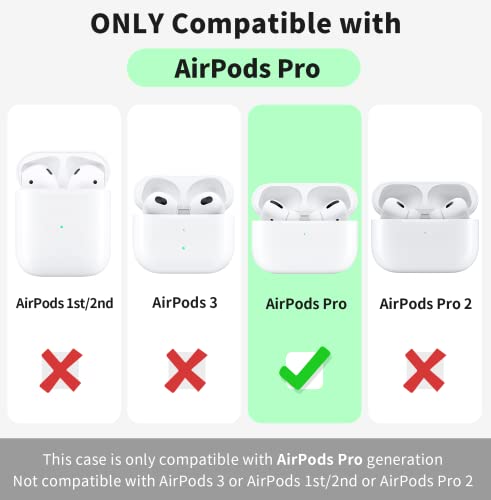 Woyinger Compatible with Airpods Pro Case,Soft Silicone Skin Case Cover Shock-Absorbing Protective Case with Keychain,Front LED Visible-Pine Green