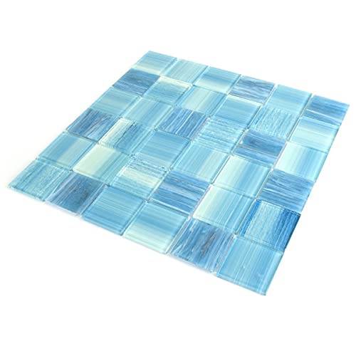 Ivy Hill Tile Jayla Ocean 4 in. x 0.24 Polished Glass Floor and Wall Mosaic Sample