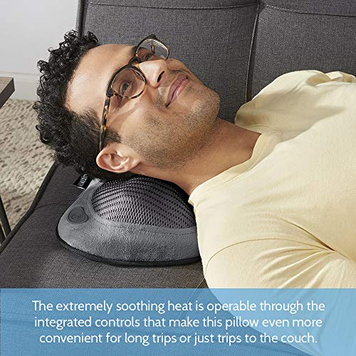 Homedics Cordless Shiatsu All-Body Massage Pillow with Soothing Heat, Reverse Function, Rechargeable Battery, and Integrated Controls âLightweight