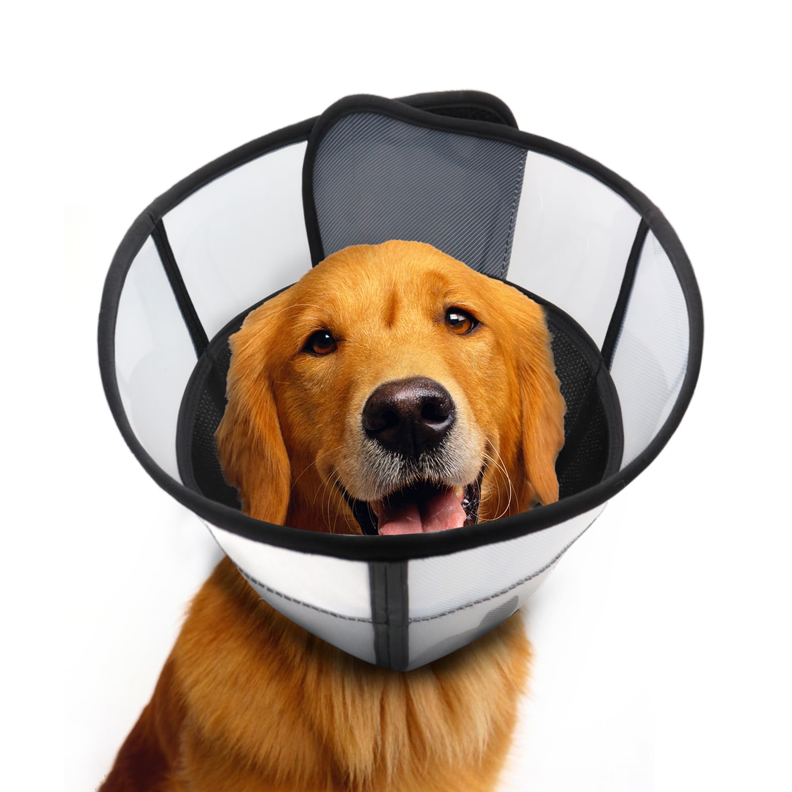 WinWeal Soft Dog Cone for Dogs After Surgery, Breathable Pet Recovery Collar for Large Medium Dogs, Adjustable Dog Cone Collar, Elizabethan Collar (L, Blue)