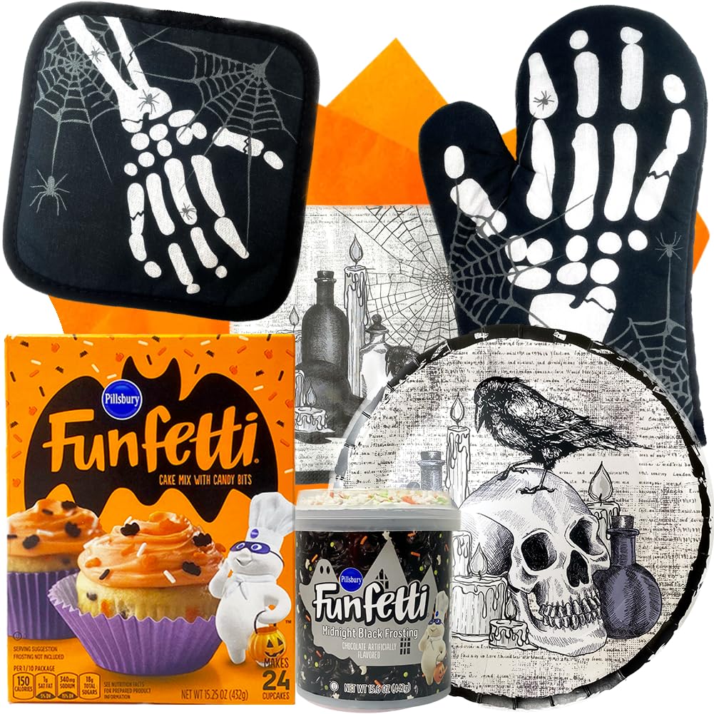 Haunted Halloween Cake Mix and Icing Baking Kit (Vanilla Cake w/Midnight Black Chocolate)