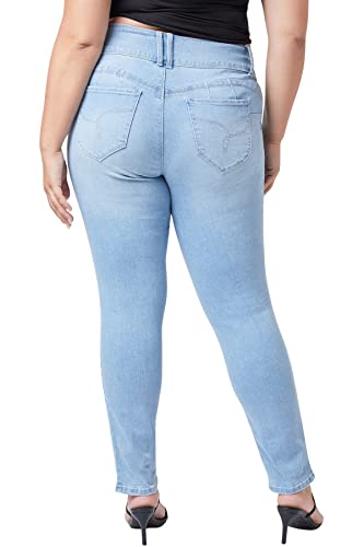 YMI Women’s Mid Rise Skinny Jeans, Wannabettabutt, Sustainably Made, Zip Fly, 3-Button, Fitted, Trendy, Butt-Lifting Stretchy Denim, Mid Waisted Jean, Full Length