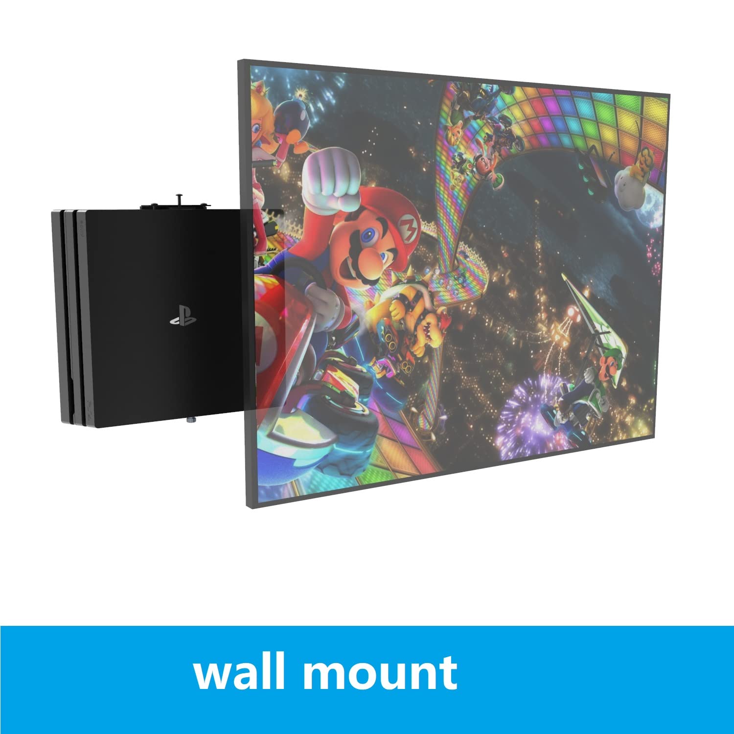 HQYing Wall Mount for Playstation 4 Pro, PS4 Pro, Mount Behind TV, on Wall and Under Desk, No Scratches, Metal Black