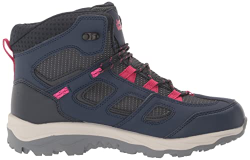 Jack Wolfskin Hiking Boot, Dark Blue/Pink, 1 US Unisex Big Kid