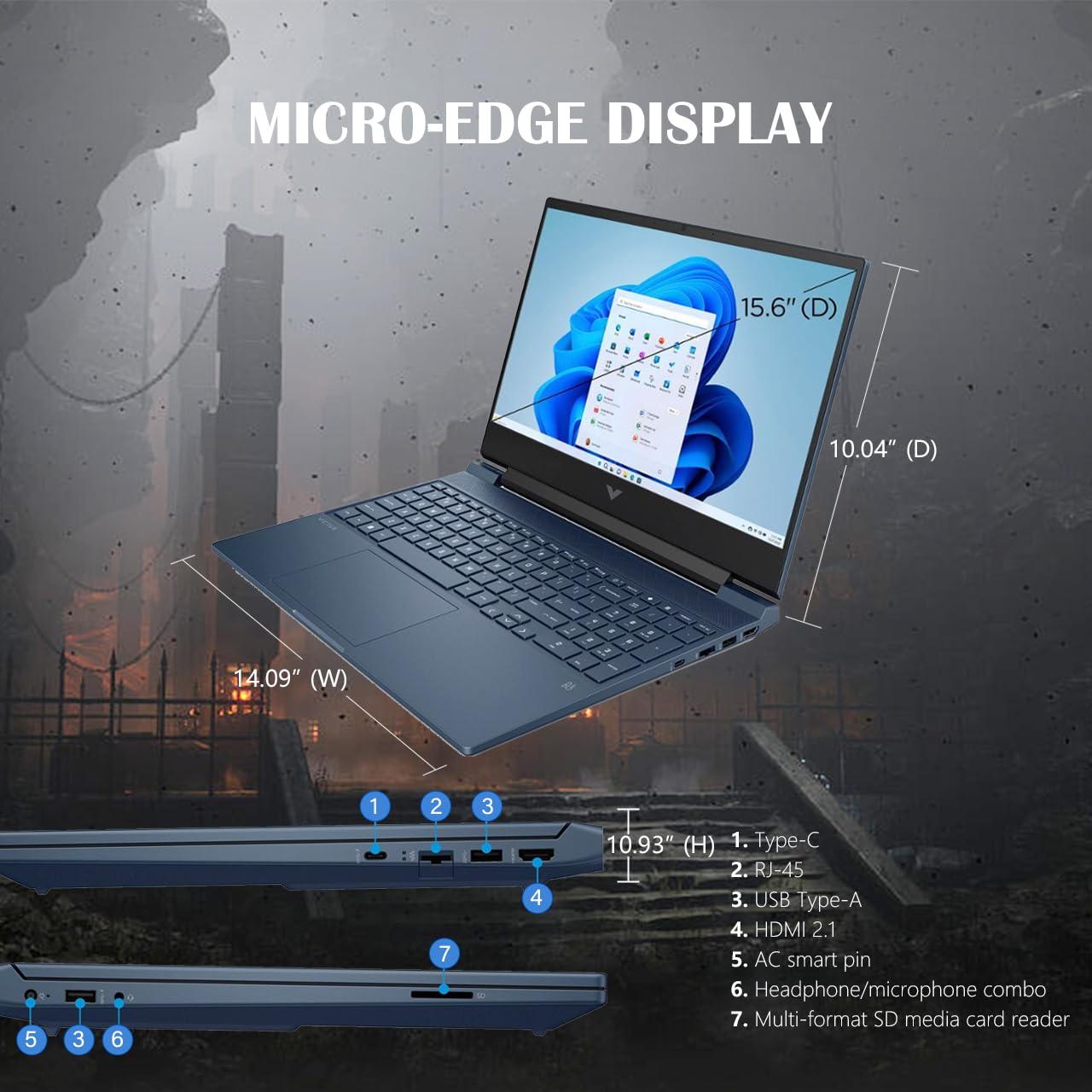 HP Victus 15.6" Gaming Laptop, NVIDIA GeForce RTX 3050, Intel 13th Generation Core i5 13420H, 8-core, 4.6GHz, 32GB RAM, 2TB SSD, Full HD Display, Backlit Keyboard, Windows 11, Performance Blue
