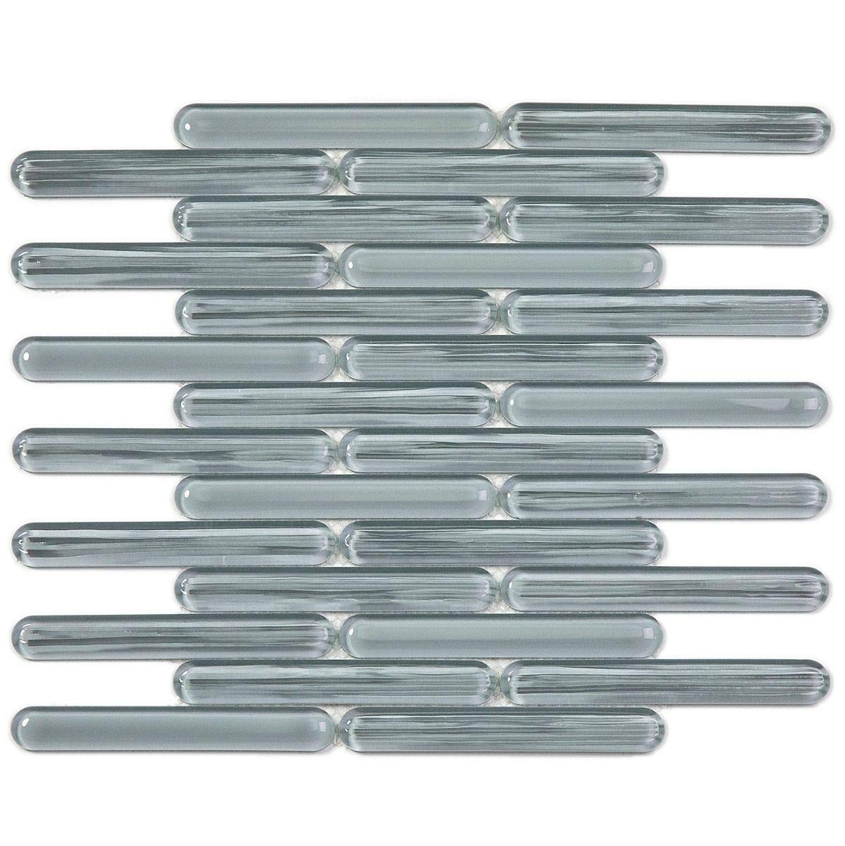 Ivy Hill Tile Reed Light Blue 4 in. x 8 in. Polished Glass Backsplash, Kitchen, Bathroom Wall Mosaic Tile Sample