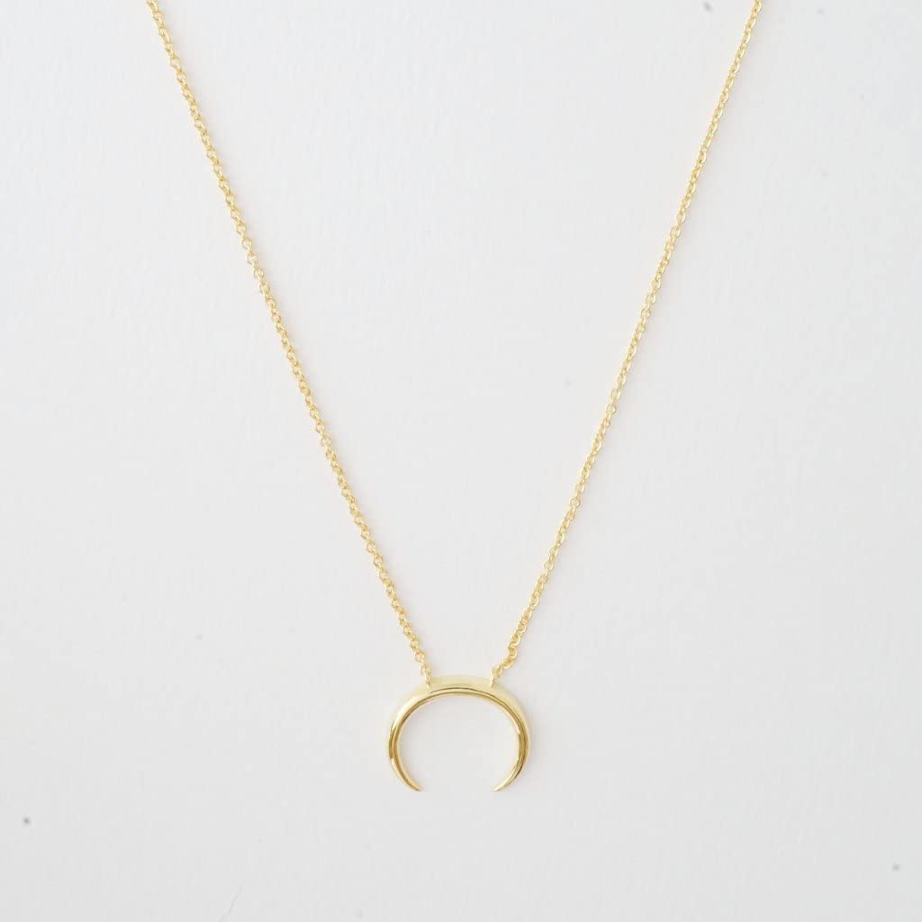 Honeycat Tiny Crescent Horn Necklace in 18k Gold Plate | Minimalist, Delicate Jewelry (Gold)