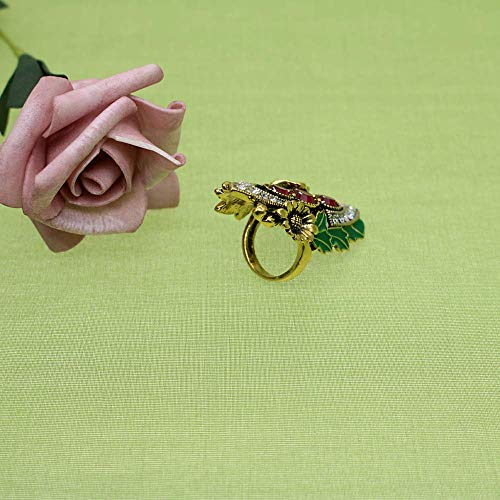 HSQYJ Retro Cocktail Statement Ring Antique Gold and Silver Tone Resin Stone Crystal Stacking Rings Cluster Statement Ring for Women