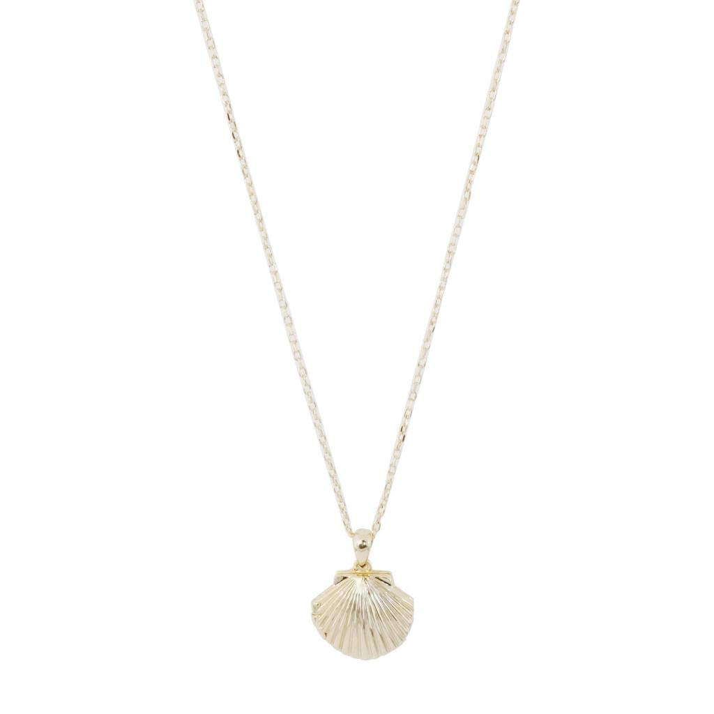 Honeycat Shell Locket Necklace in Gold, Rose Gold, or Silver | Minimalist, Delicate Jewelry (Gold)