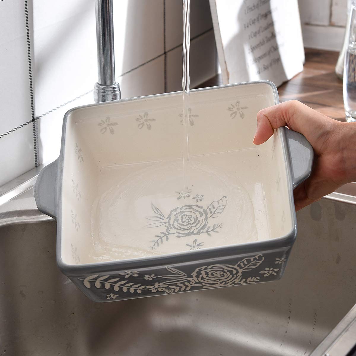 Wisenvoy Baking Dish 8x8 Baking Pan Brownie Pan Casserole Dish Hand-Painted Casserole Dishes For Oven Lasagna Pan