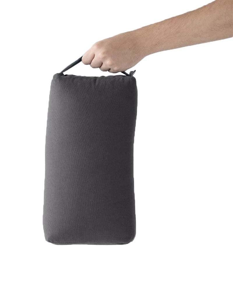 Halfmoon 15" Prana Yoga Bolster Pillow for Meditation and Support - Rectangular Yoga Cushion with Carry Handle 100% Cotton (Charcoal, Mini)