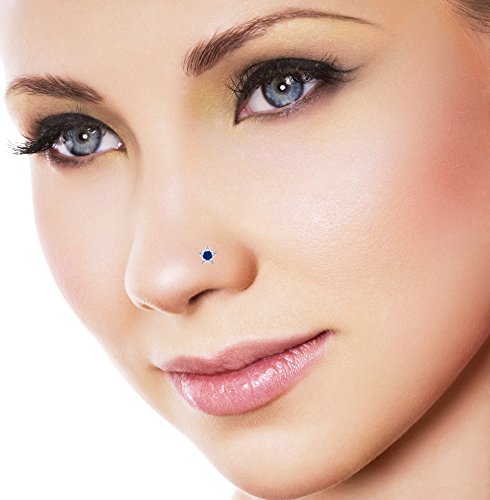 IRA Star Shape .925 Sterling Silver 3.00mm Sapphire Wedding Nose Piercing Ring Pin For Women