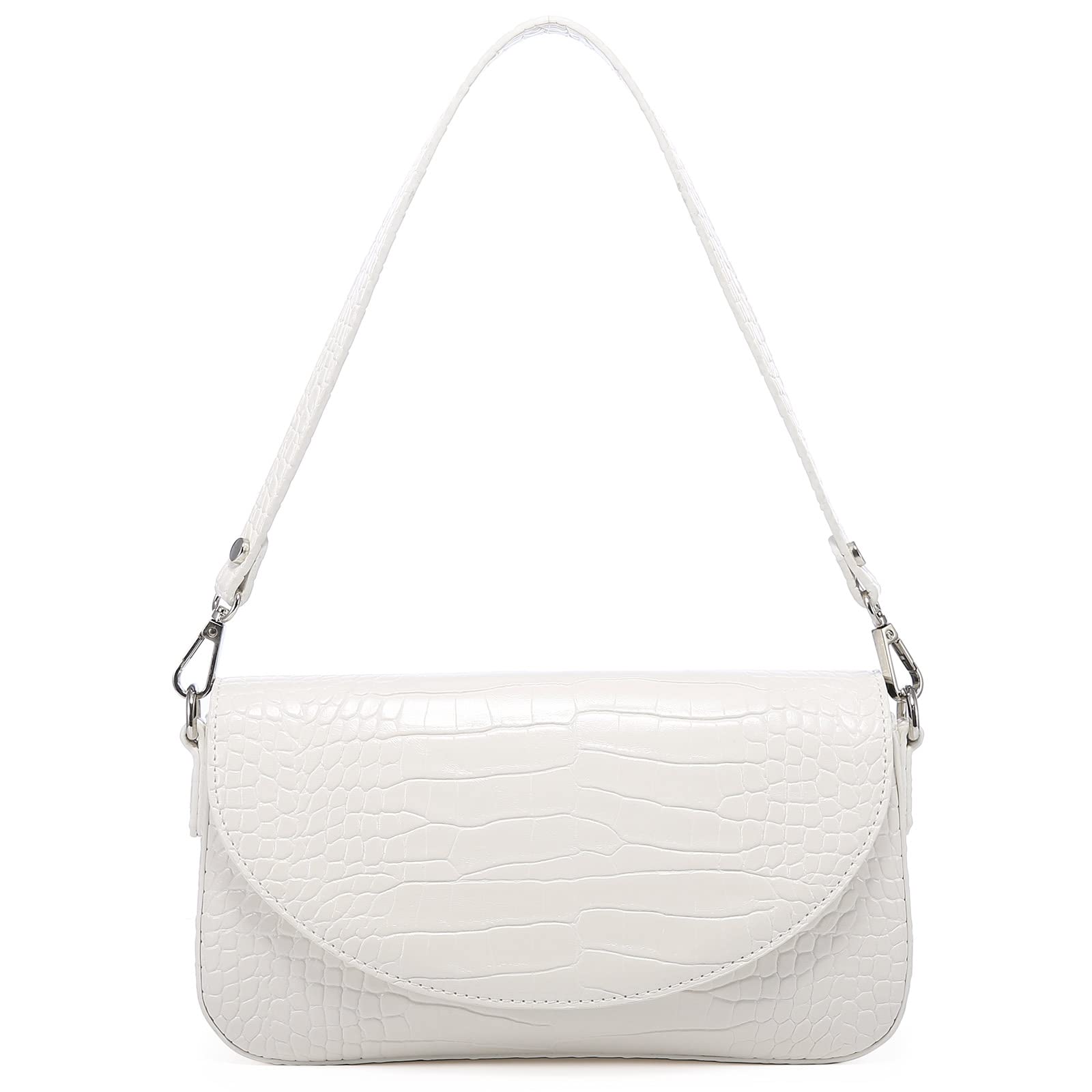 LOVEVOOK Small Shoulder Bag for Women, Mini Tote HandBag Vegan Leather Crocodile Clutch Purse with Zipper Closure