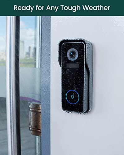 Wireless Video Doorbell Camera with Wireless Chime, Euki Door Bell Ringer Wireless with Camera, 2K HD New Version, Human Detection, Night Vision, 2-Way Audio, IP65, Rechargeable Battery, iOS & Android