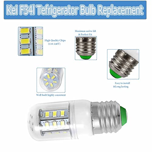 Yooank AC100-265v 3.5w Refrigerator Bulb 5304511738 for Frigidaire Replacement Light Bulb Kei D34l Refrigerator PS12364857 AP6278388 4584444 - White Light