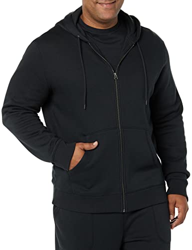 Goodthreads Men's Full-Zip Washed Fleece Hoodie, Black, Large
