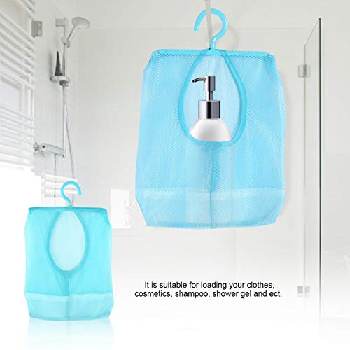Tomotato Clothespin Bag, Hanging Mesh Bag with Hanger Multi Purpose Hanger Socks Underwear Storage Mesh Organizer Bag for Bathroom Wardrobe Laundry Clothesline Outdoor, 11.8 x 10.2in(Blue)