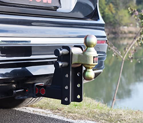 TOPTOW 64381 Adjustable Trailer Tow Hitch with Dual Ball 2" & 2-5/16", 6-1/2" Drop, 2-1/2" Solid Receiver, 22,000lbs Capacity…