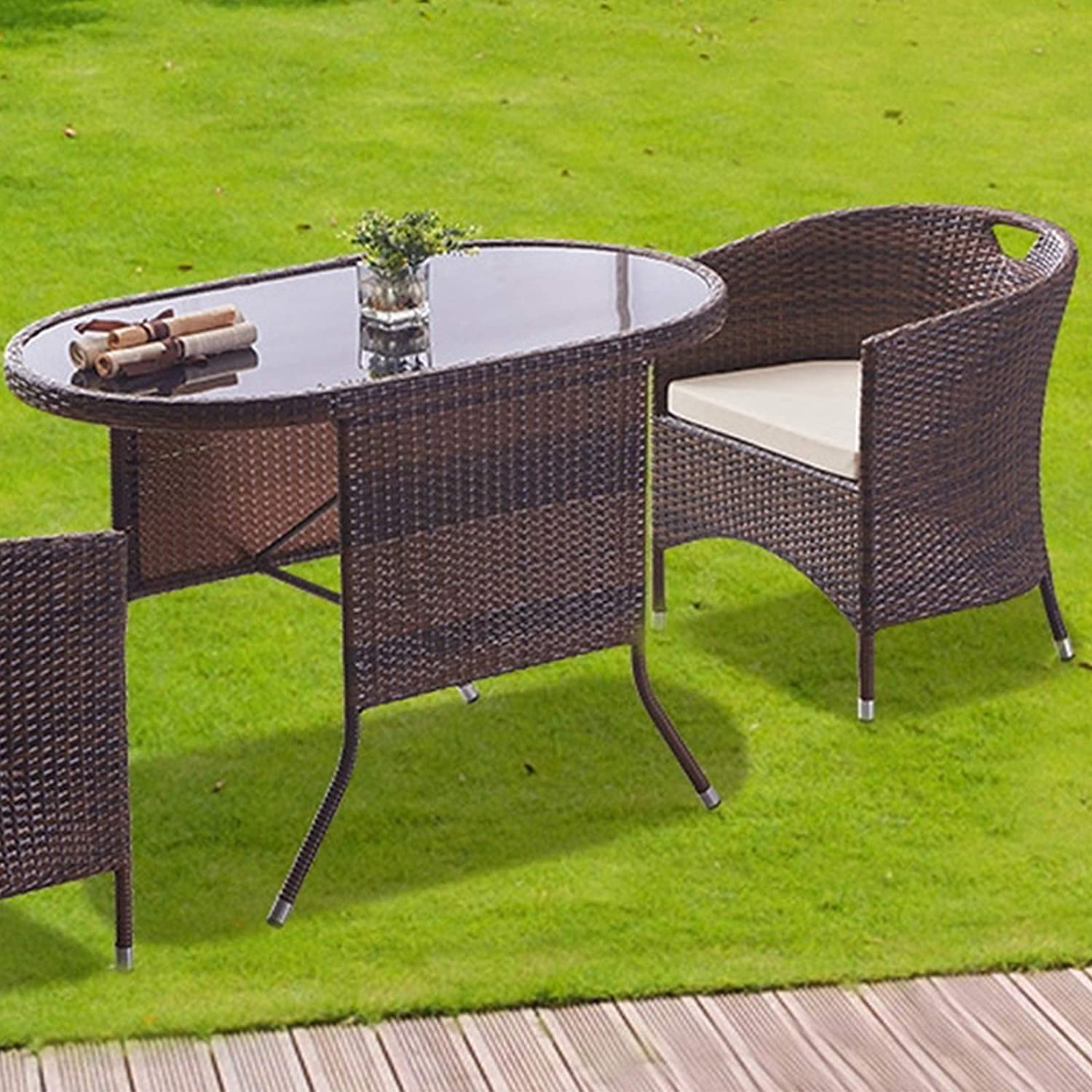 HAVMAK Outdoor Meeting Conversation Coffee Table Set, Outdoor Wicker Rattan Conversation Set with Coffee Table, Suitable for Patio Garden Lawn Backyard Pool