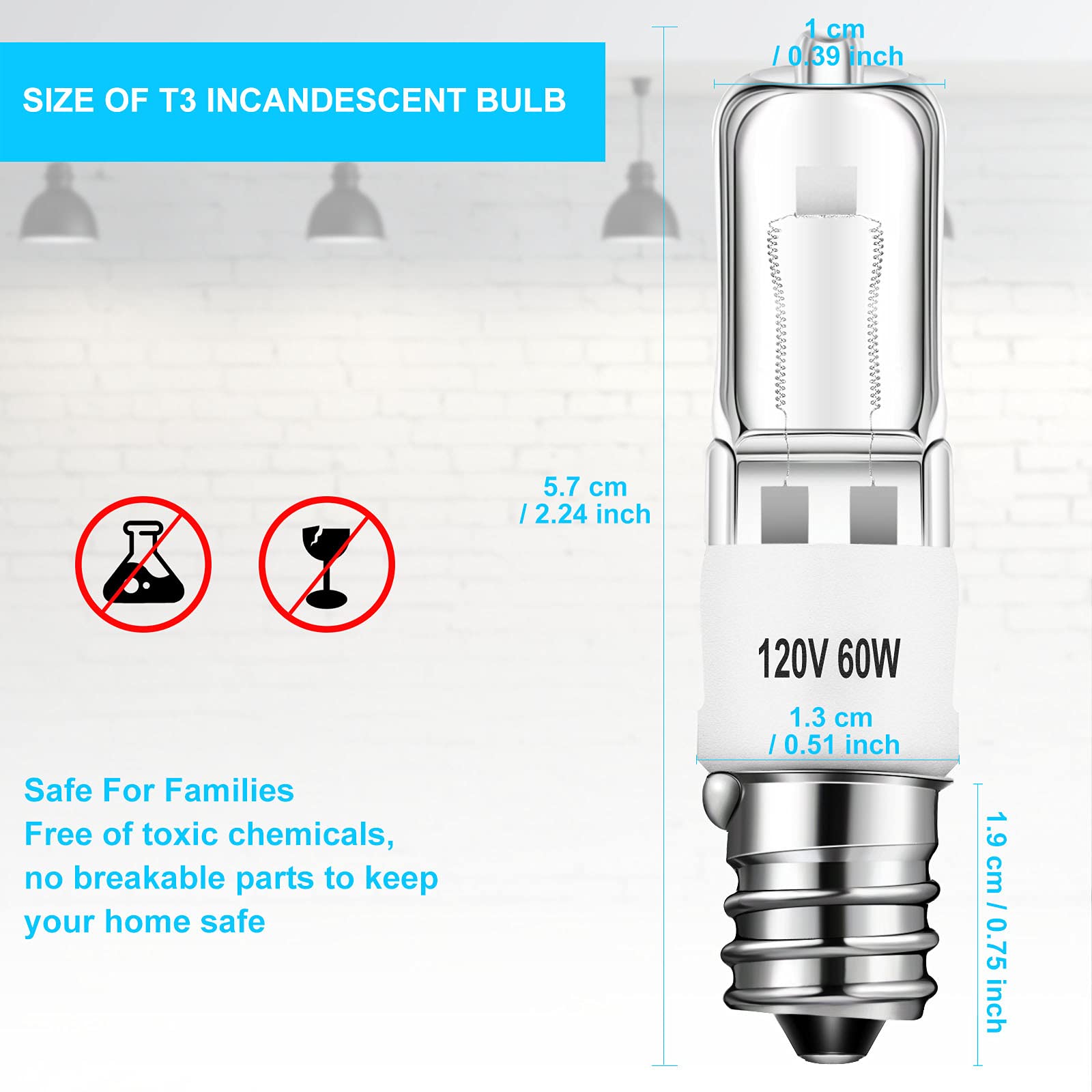 Honoson Incandescent Bulb 120V 60W Bulb E12 (Candelabra) Base Krypton Light Bulb (4)